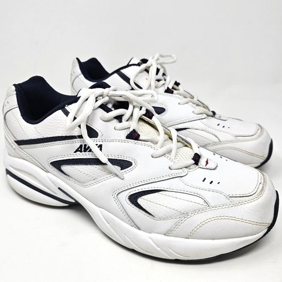 Avia | Shoes | Avia Walking Sneakers White Navu Blue Athletic Shoe ...